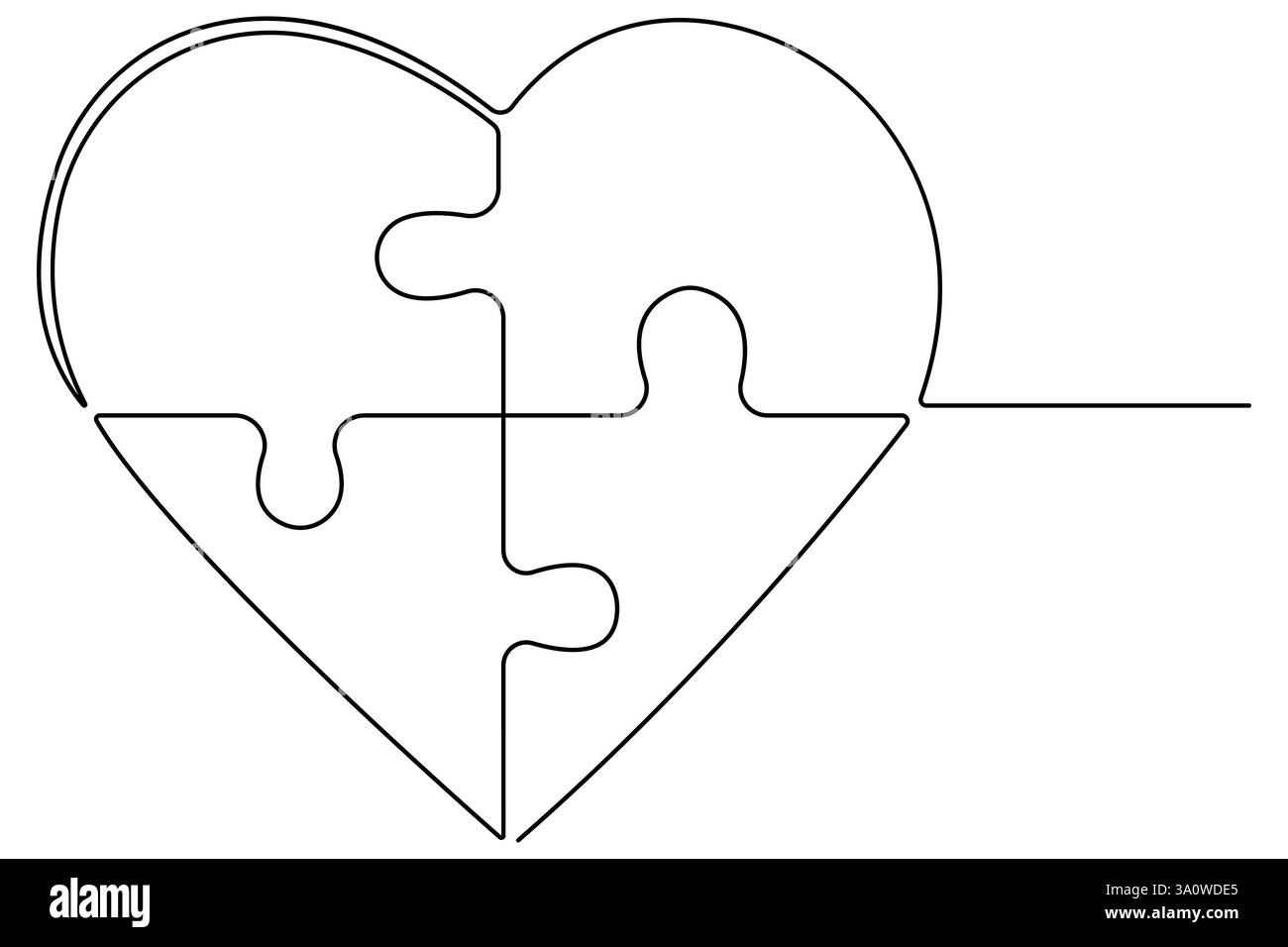 Continuous one line drawing of jigsaw puzzle vector illustration of ...