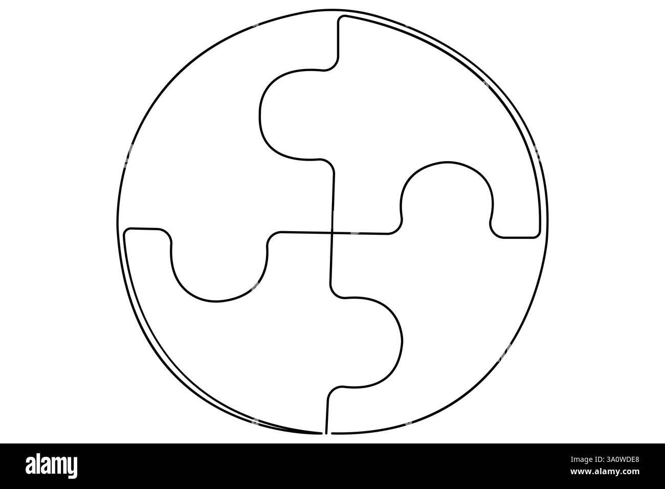 Continuous one line drawing of jigsaw puzzle vector illustration of ...