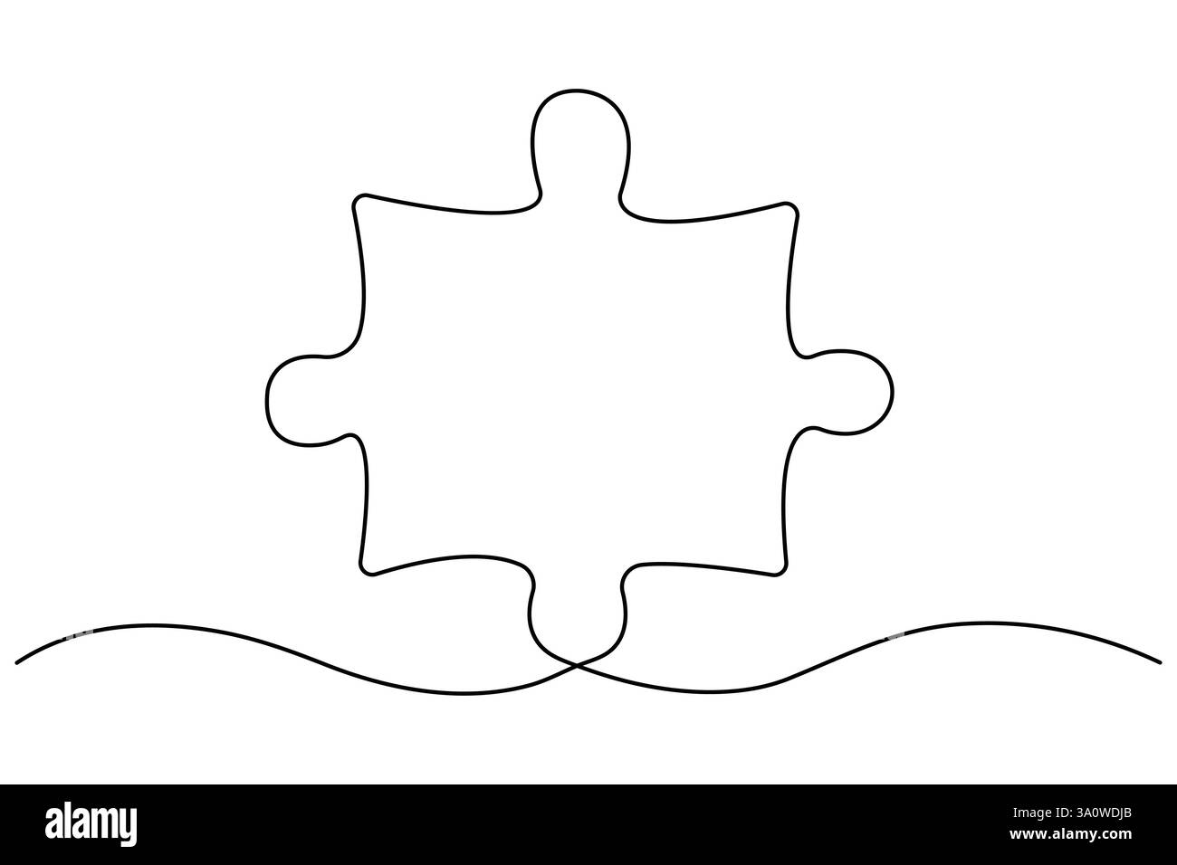 Continuous one line drawing of jigsaw puzzle vector illustration of ...