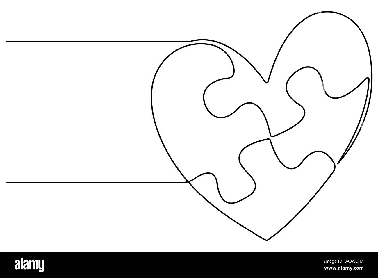 Continuous one line drawing of jigsaw puzzle vector illustration of ...