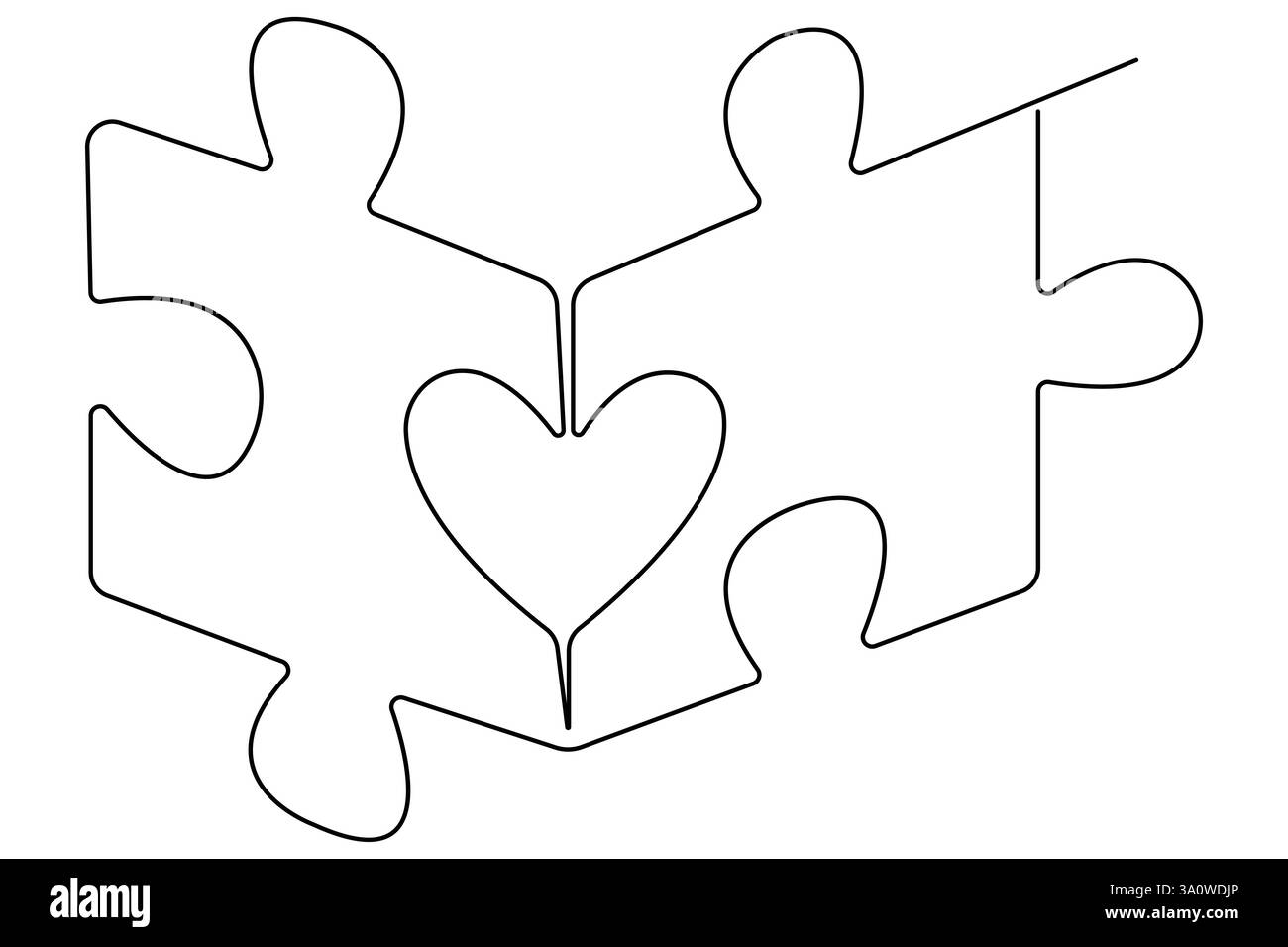 Continuous one line drawing of jigsaw puzzle vector illustration of ...