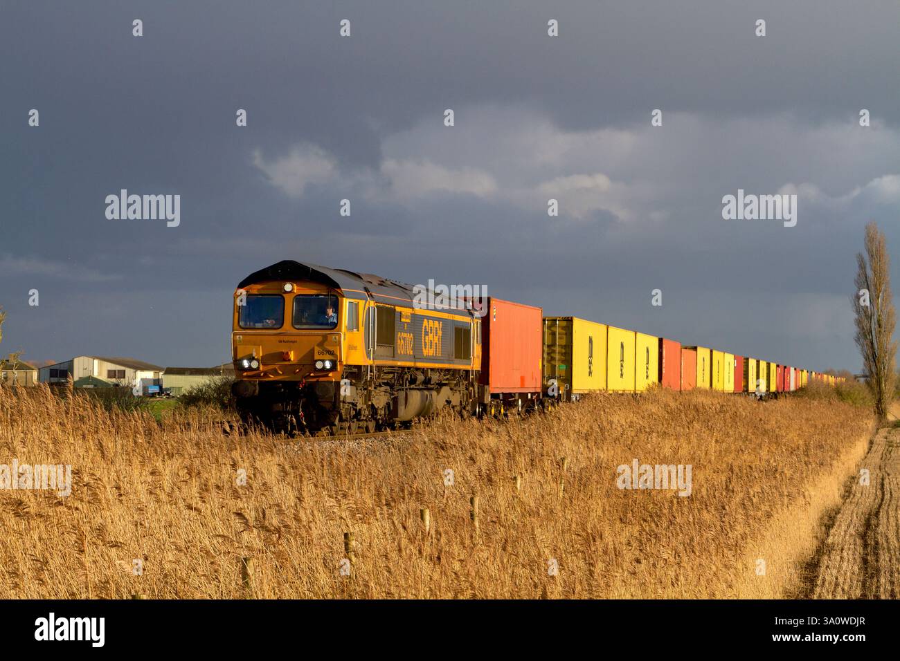 A Class 66 diesel locomotive number 66702 working a GBRf intermodal ...