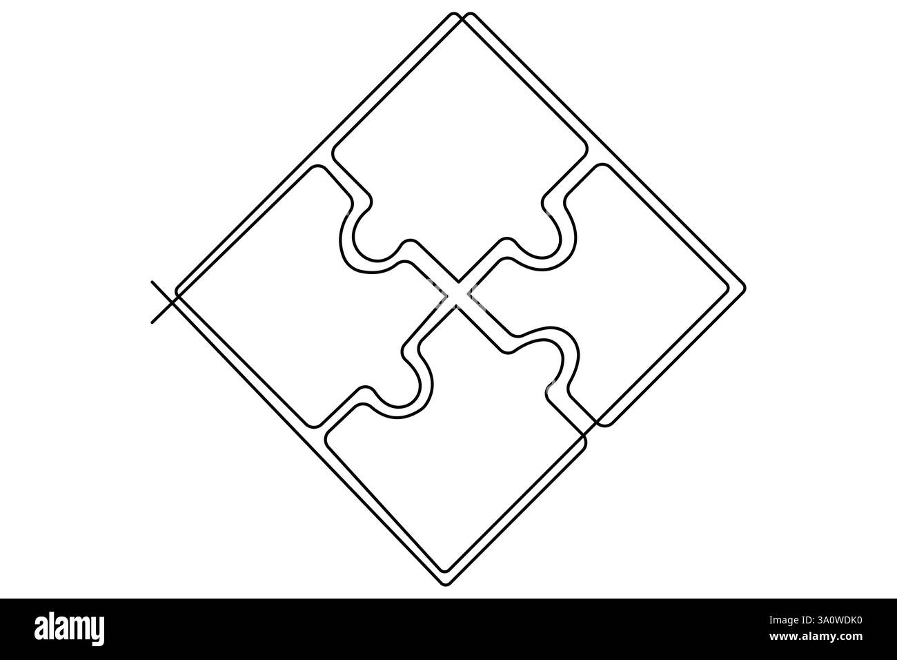 Continuous one line drawing of jigsaw puzzle vector illustration of ...