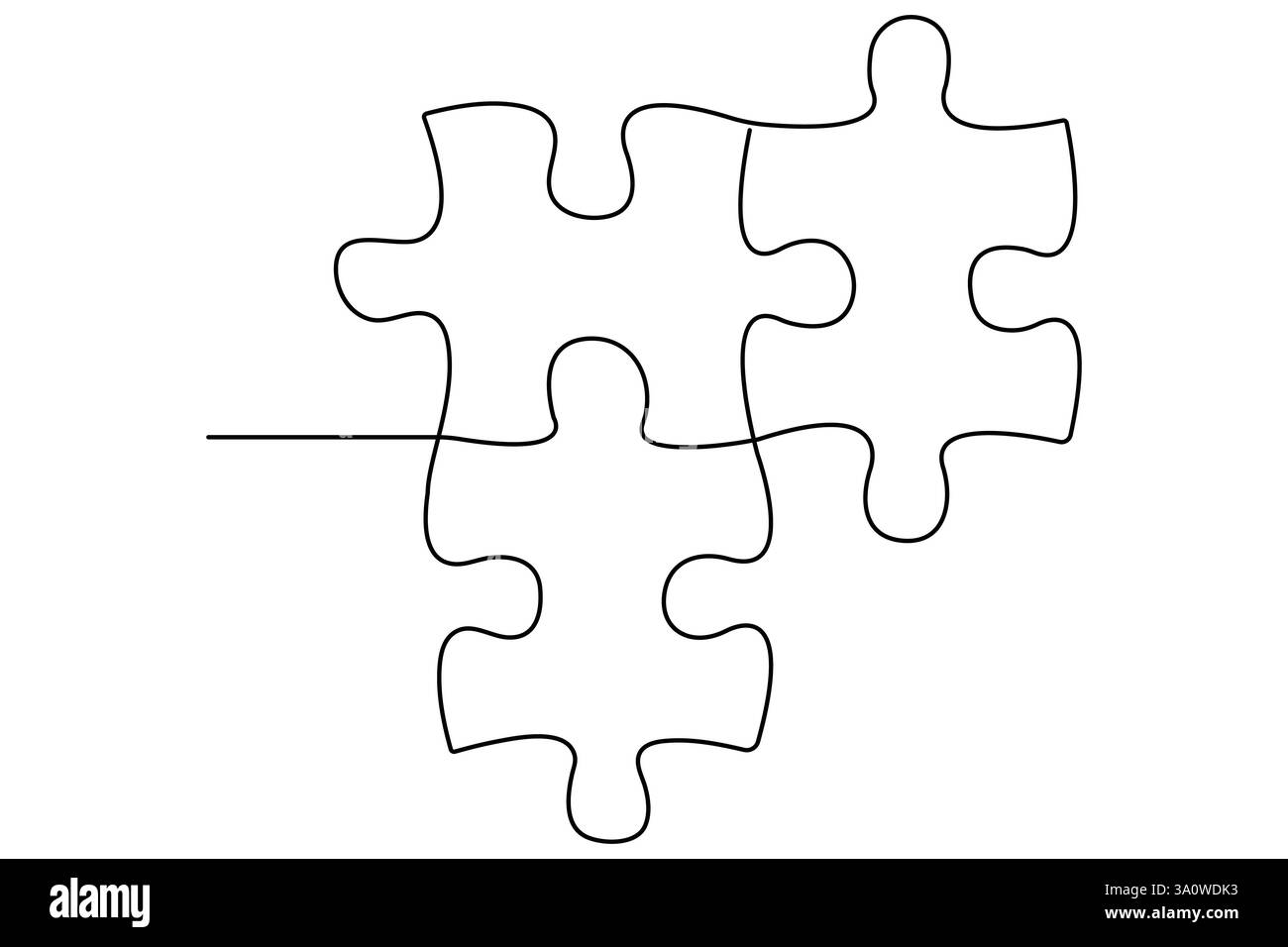 Continuous one line drawing of jigsaw puzzle vector illustration of ...