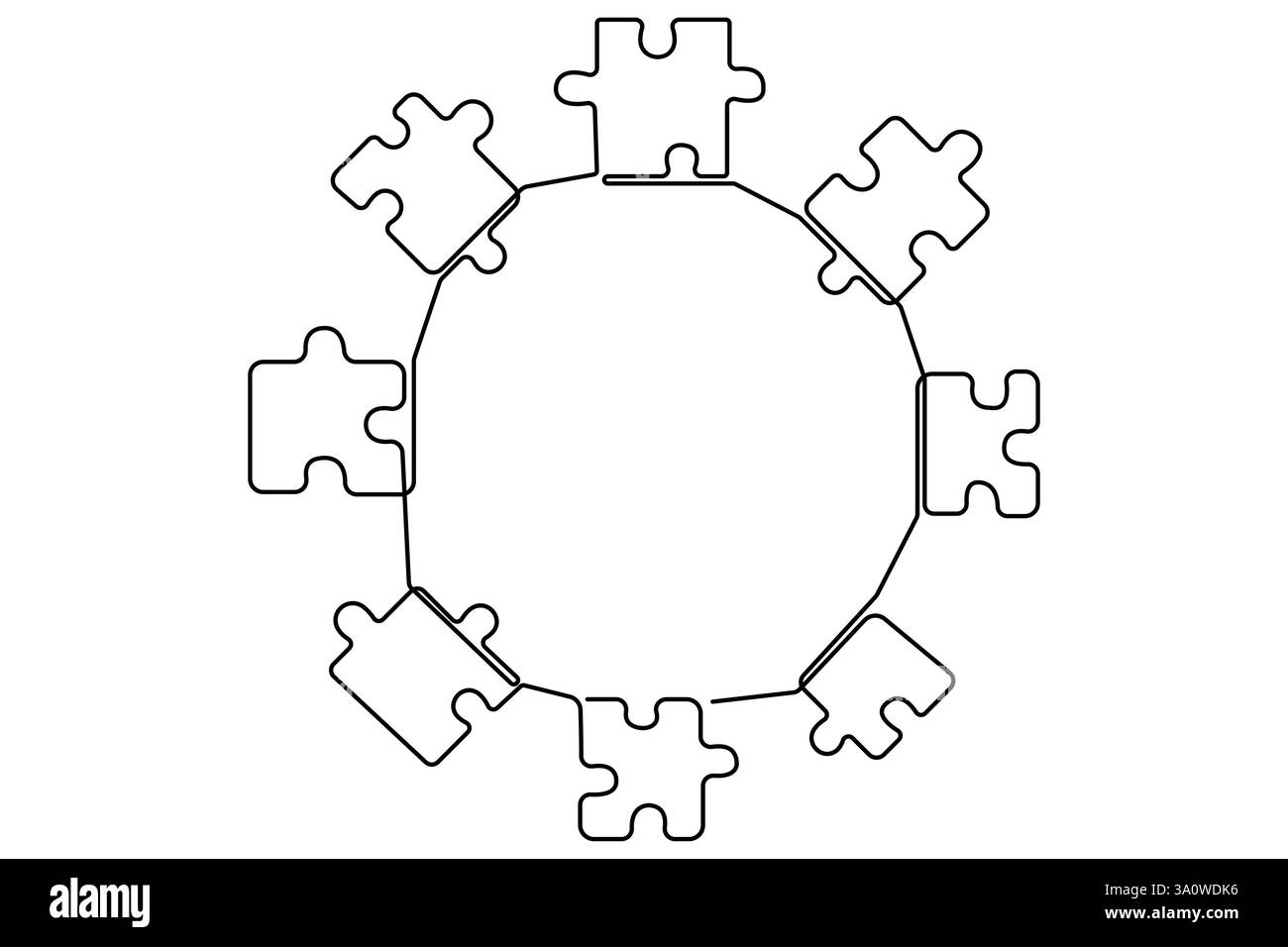 Continuous one line drawing of jigsaw puzzle vector illustration of ...