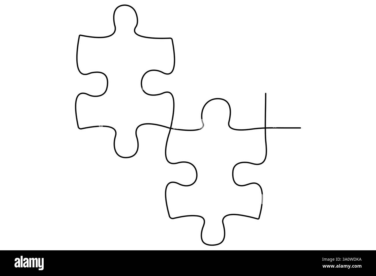 Continuous one line drawing of jigsaw puzzle vector illustration of ...