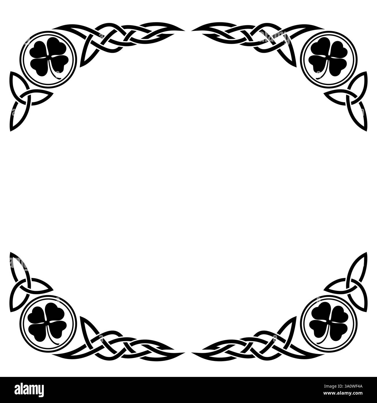 Square Design with a clover in vintage, retro style. Irish symbol for ...