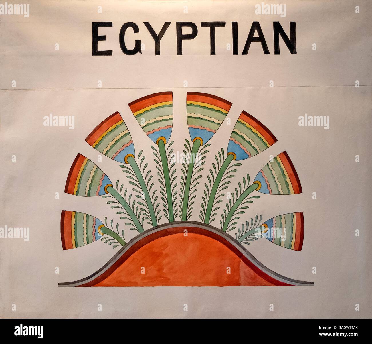 Historic Egyptian illustration design of flowers blossoming in the ...