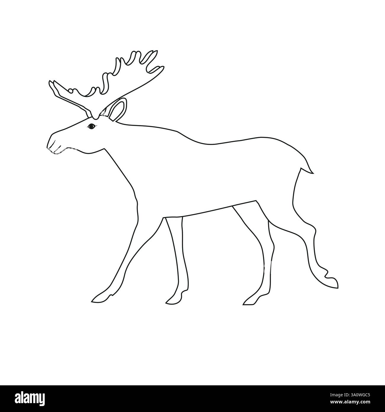 Vector flat hand drawn outline moose Stock Vector Image & Art - Alamy