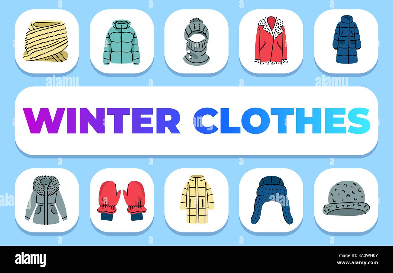 winter clothes text concept. Shablon for presentation and Infographics ...