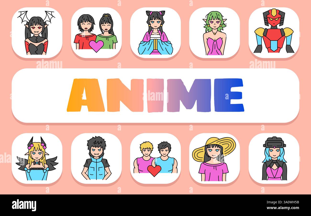 anime text concept. Shablon for presentation and Infographics. Minimal ...
