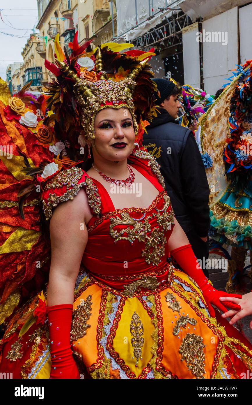 VALLETTA, MALTA - March 2nd, 2025 -Colorful Parade With Extravagant ...