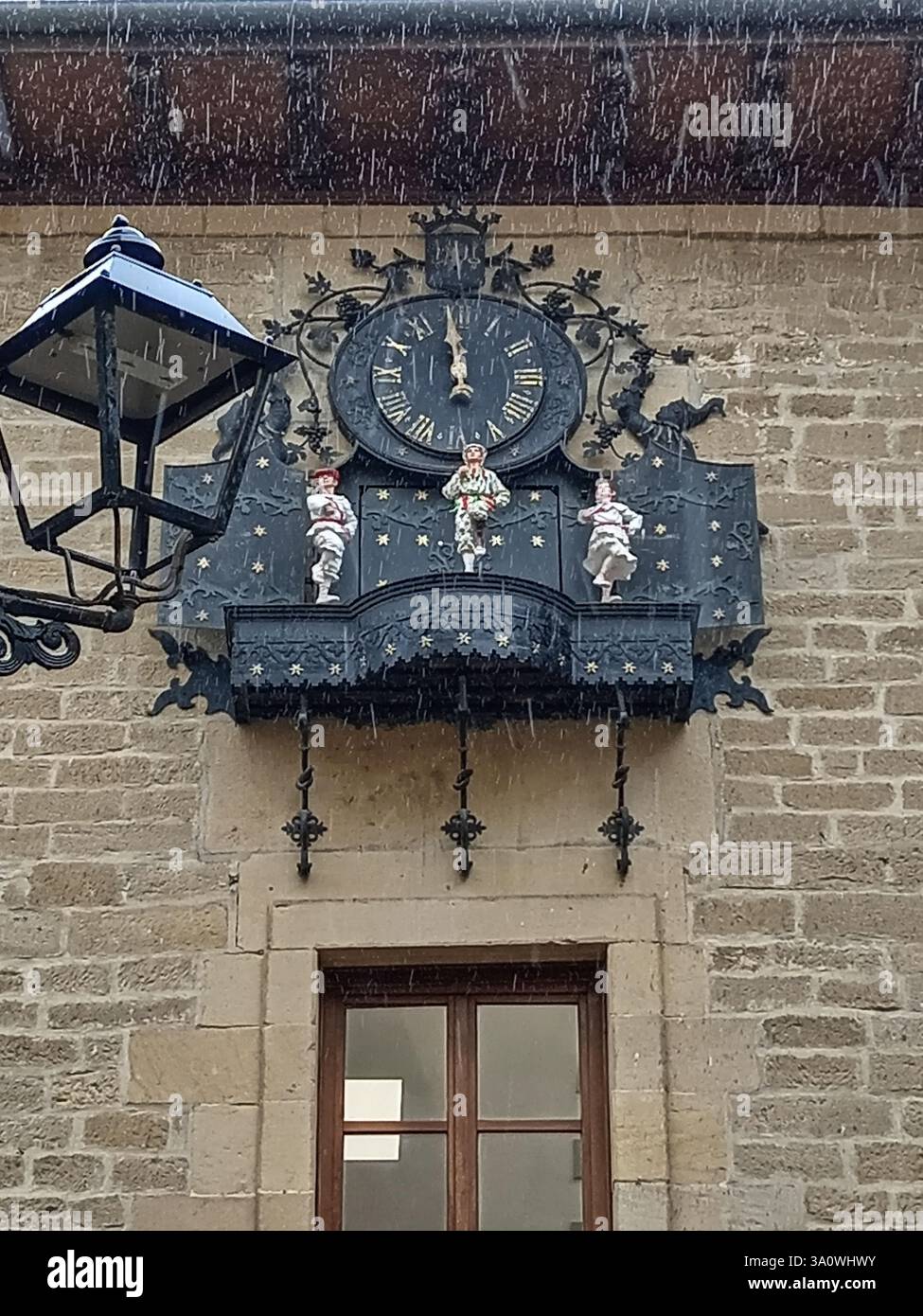 Decorative iron clock with automaton figures in Laguardia, Spain ...