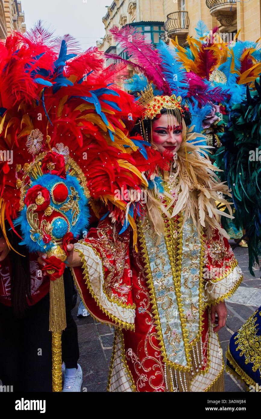 VALLETTA, MALTA - March 2nd, 2025 -Colorful Parade With Extravagant ...