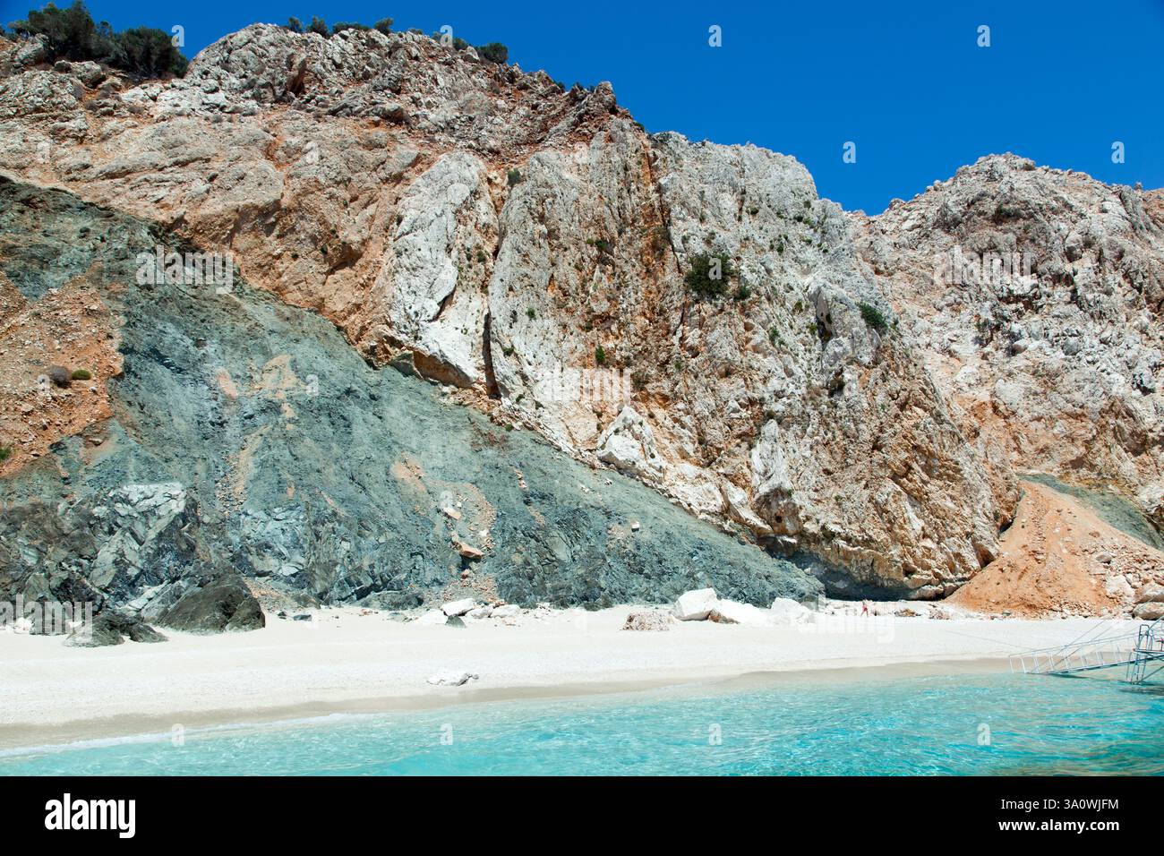 The scenic view of uninhabited Suluada island colorful tourist beach ...