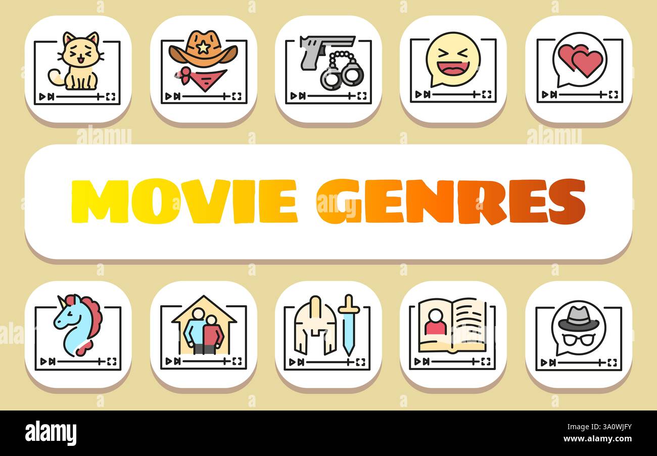 movie genres text concept. Shablon for presentation and Infographics ...