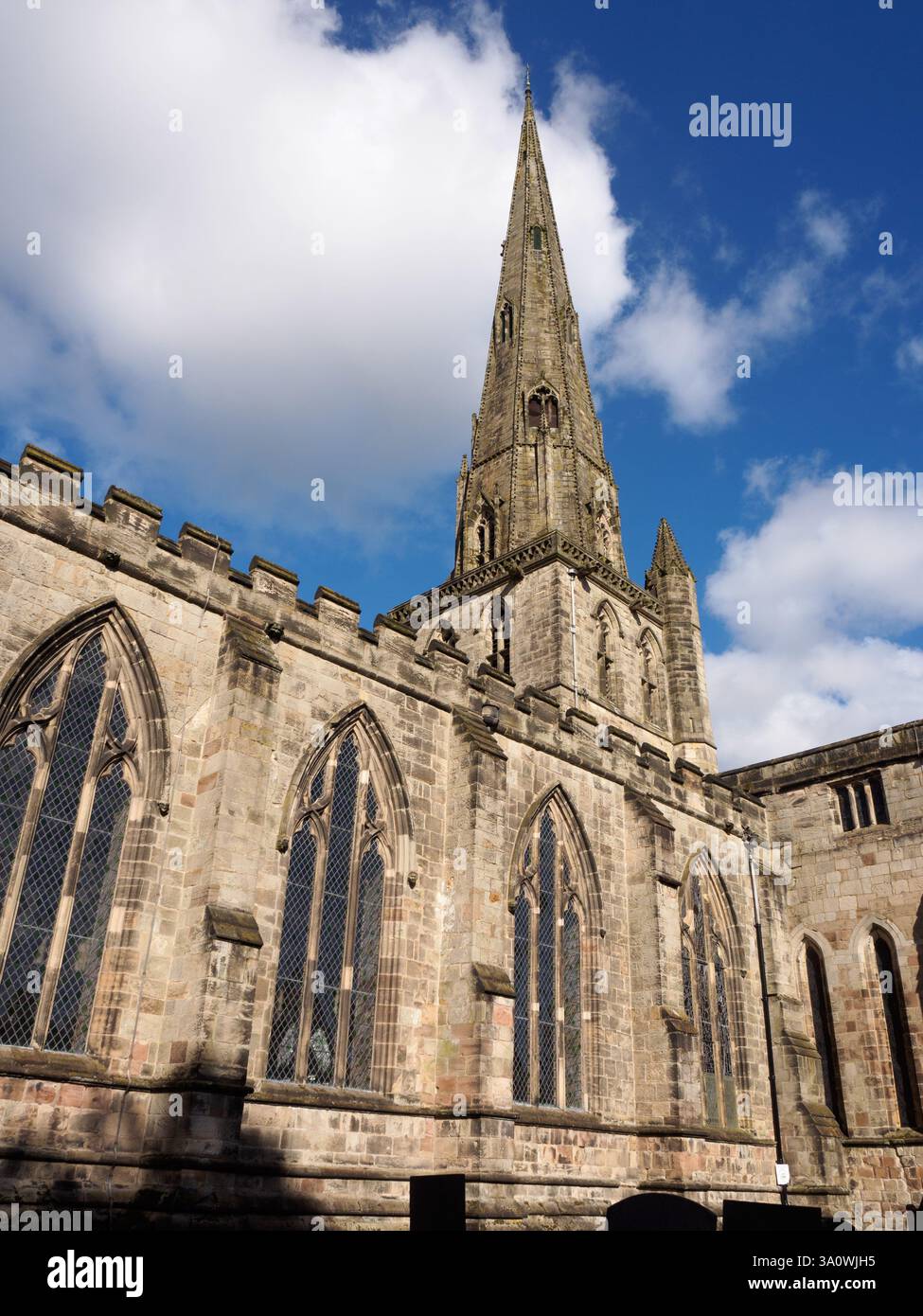 St Oswald's church Ashbourne southern elevation Stock Photo - Alamy