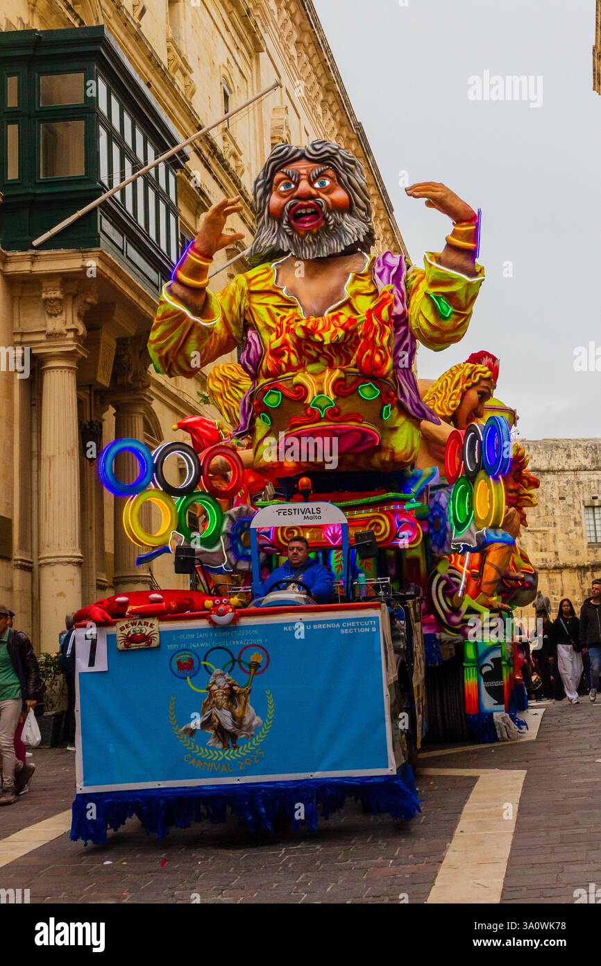 VALLETTA, MALTA - March 2nd, 2025 - Colorful Carnival Float Featuring ...
