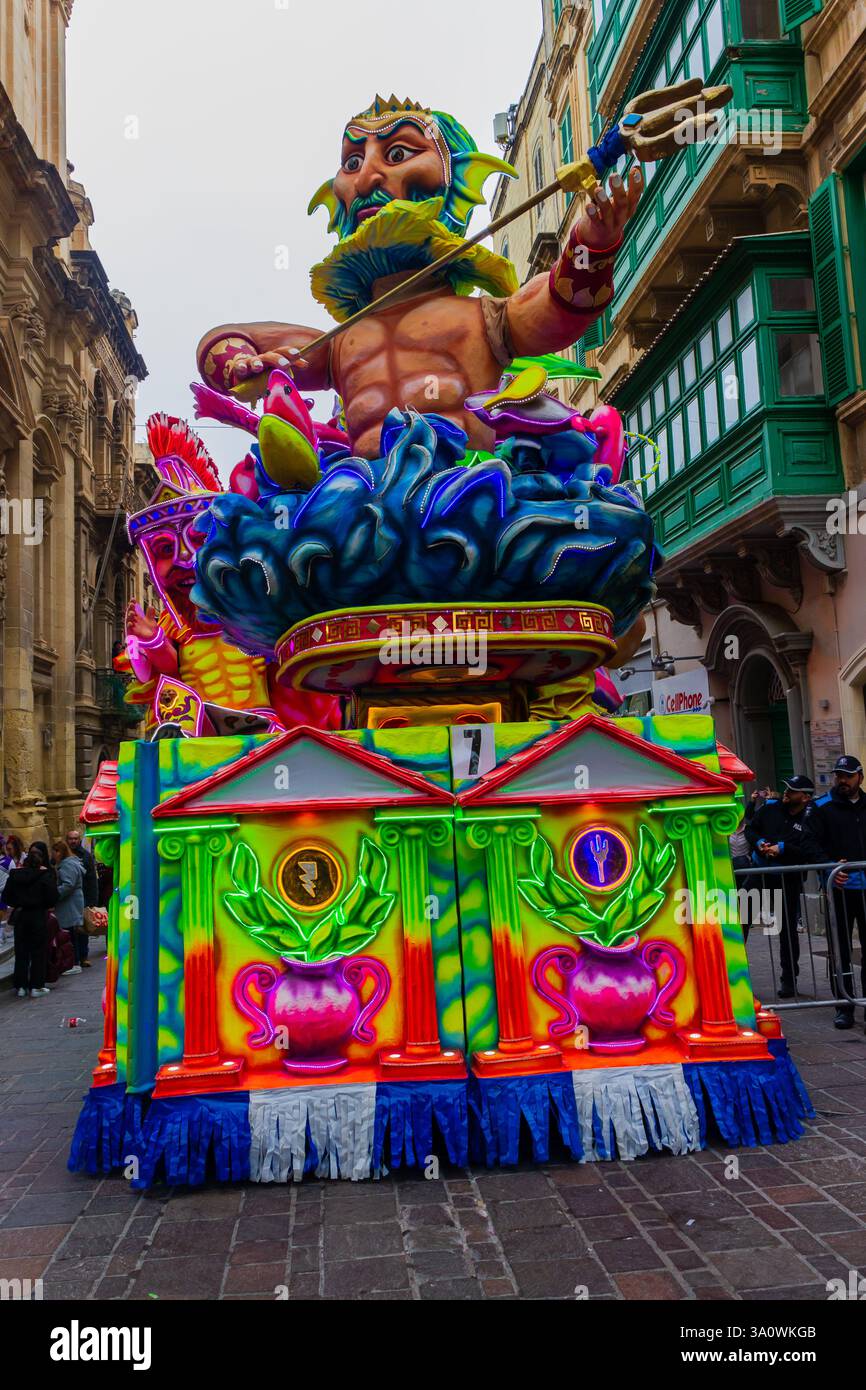 VALLETTA, MALTA - March 2nd, 2025 - Colorful Carnival Float Featuring ...