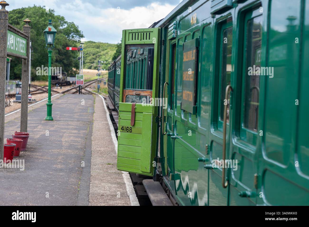 A train nearly ready to pull out of Havenstreet Station on the Isle of ...