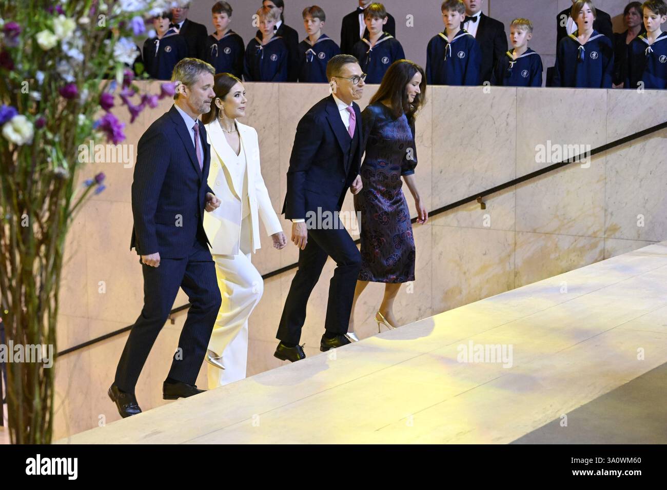King Frederik X (L) and Queen Mary of Denmark and Finnish President ...