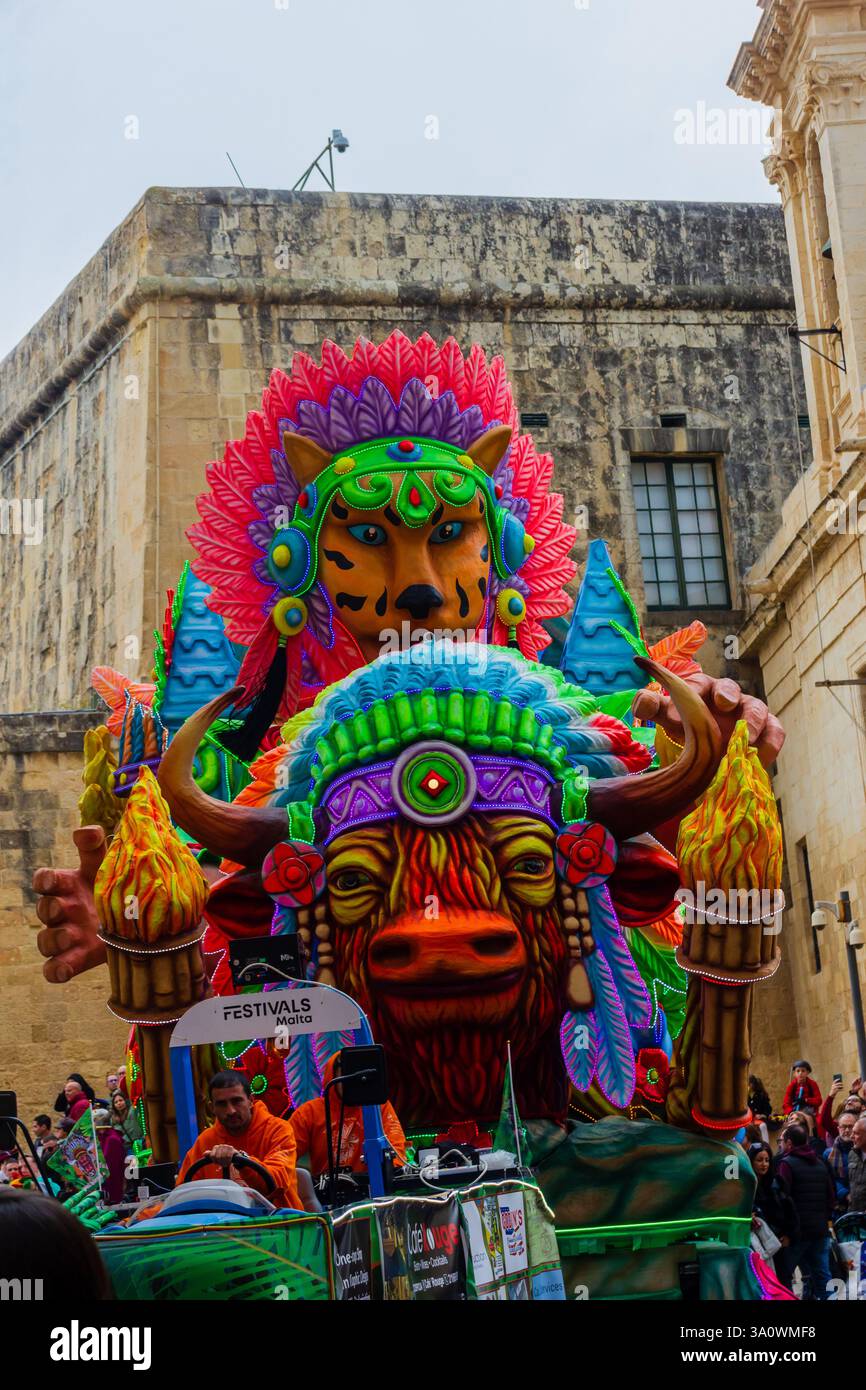 VALLETTA, MALTA - March 2nd, 2025 - Colorful Carnival Float Featuring ...