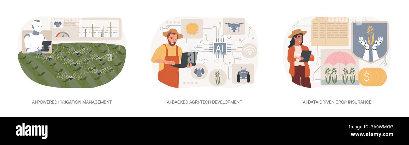 AI in modern agriculture abstract concept vector illustrations Stock ...