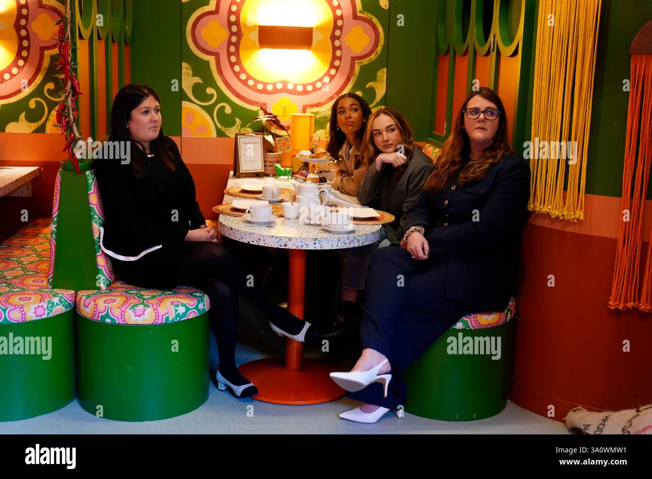 Culture Secretary Lisa Nandy (left), with Anya Lawrence, Isabelle Smith ...