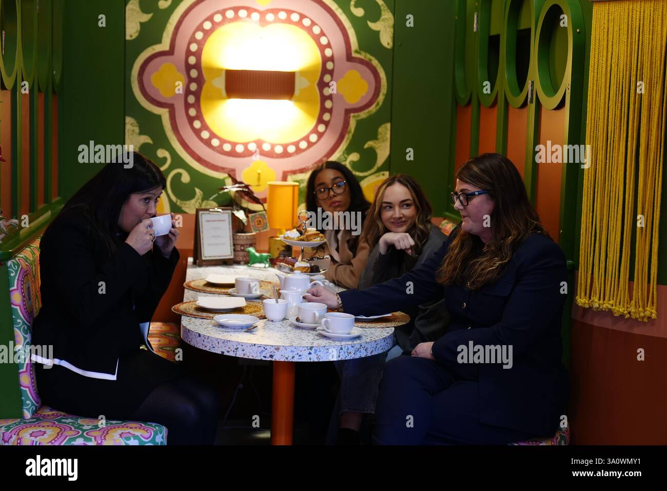 Culture Secretary Lisa Nandy (left), with Anya Lawrence, Isabelle Smith ...