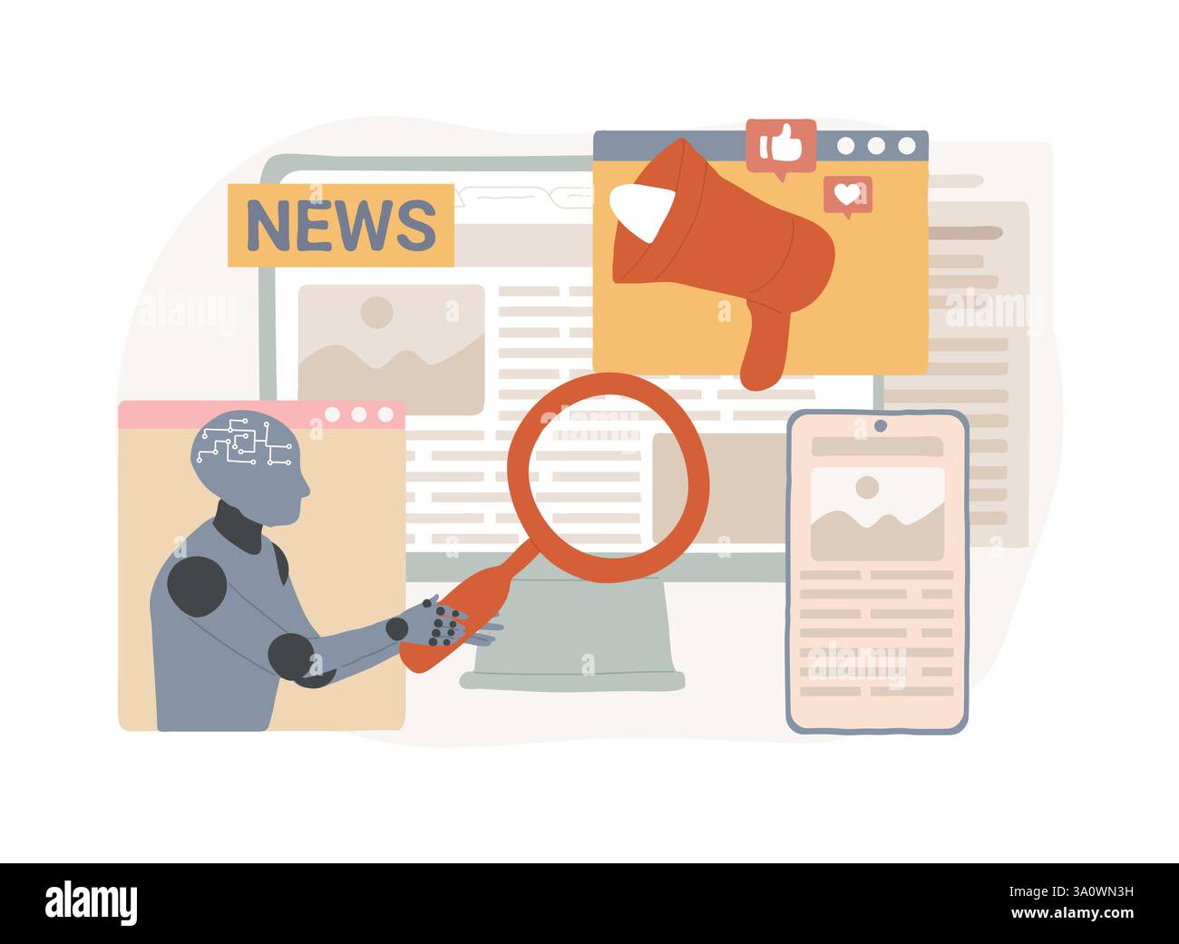 Ai Enhanced Media Monitoring Abstract Concept Vector Illustration Stock Vector Image And Art Alamy