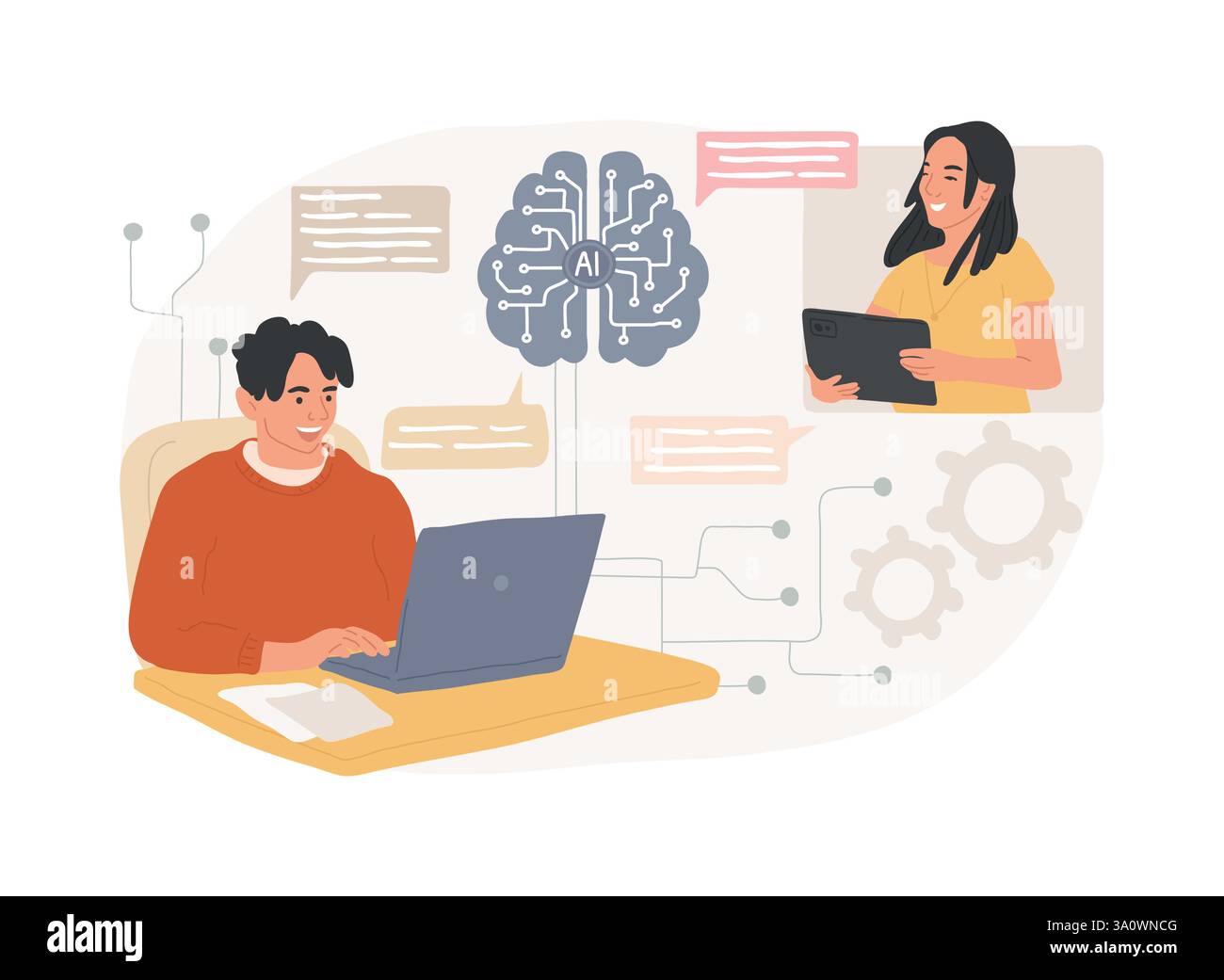 AI-Streamlined Stakeholder Engagement abstract concept vector ...