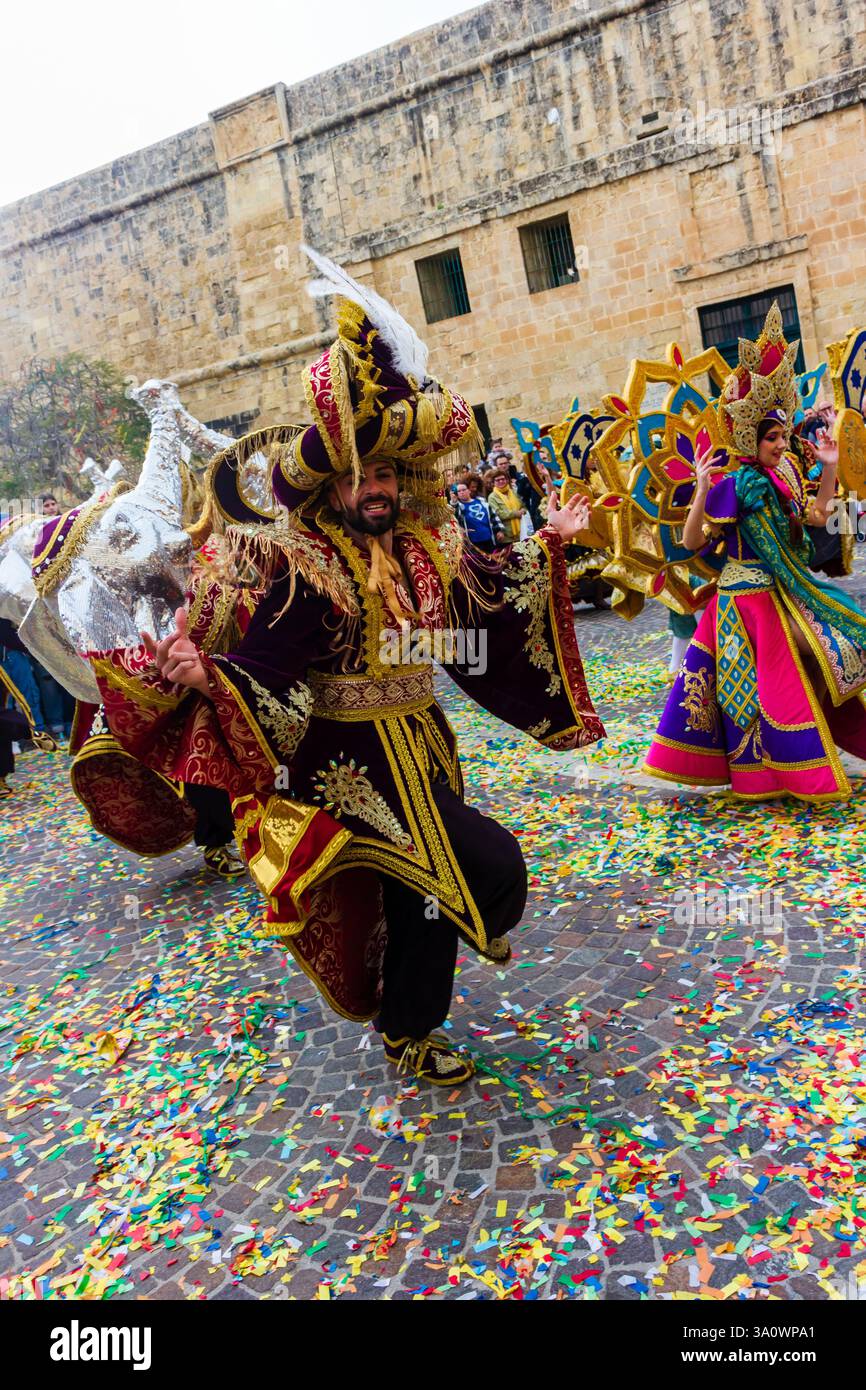 VALLETTA, MALTA - March 2nd, 2025 - Colorful Parade With Extravagant ...