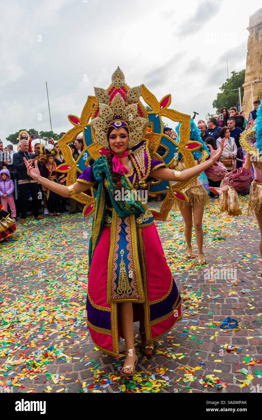 VALLETTA, MALTA - March 2nd, 2025 - Colorful Parade With Extravagant ...