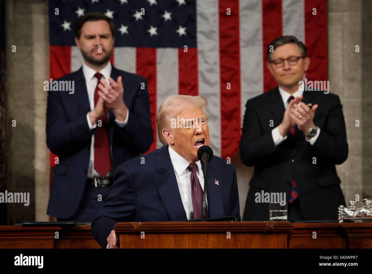 WASHINGTON, DC - MARCH 04: U.S. President Donald Trump addresses a ...