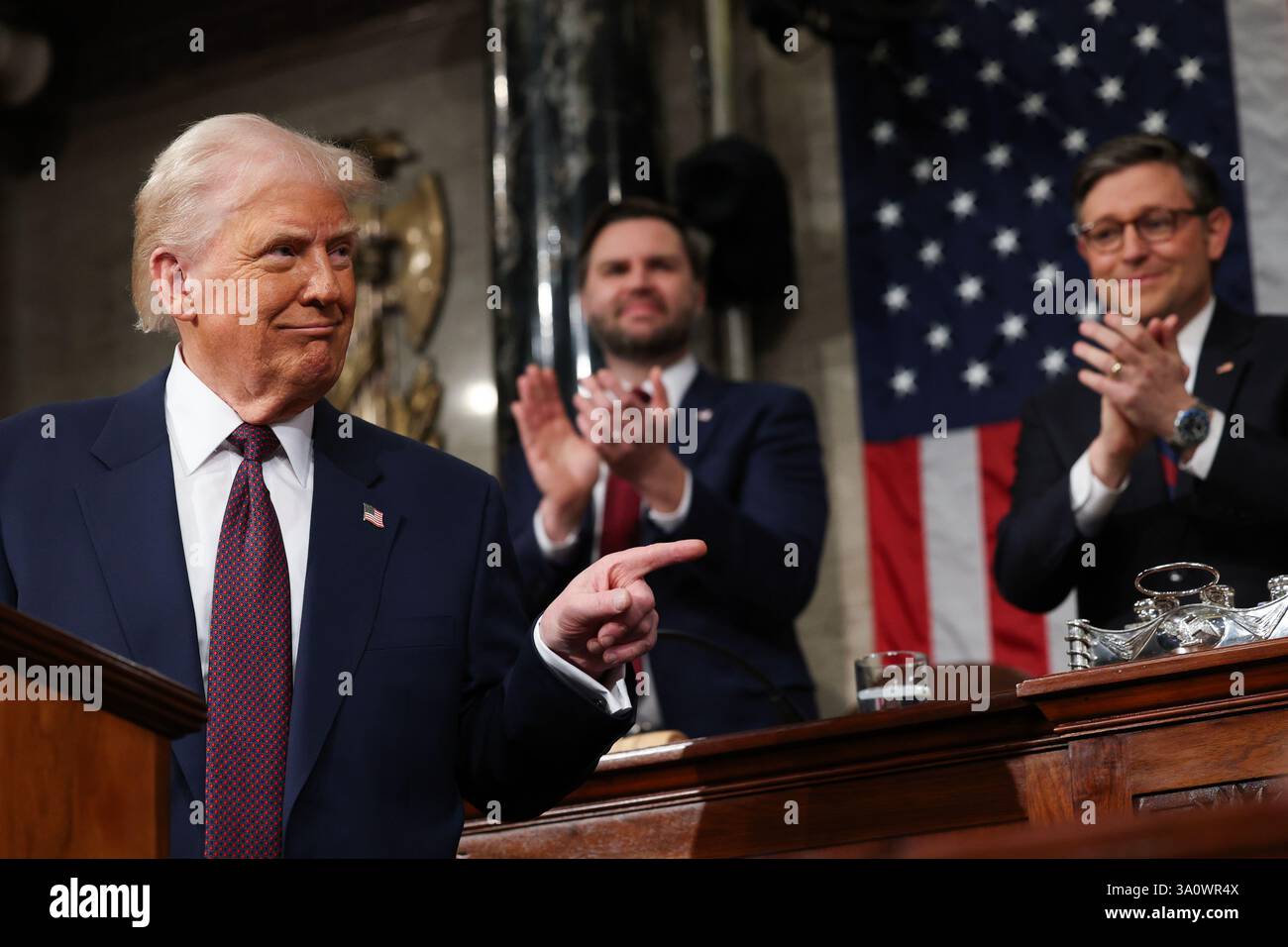 WASHINGTON, DC - MARCH 04: U.S. President Donald Trump addresses a ...