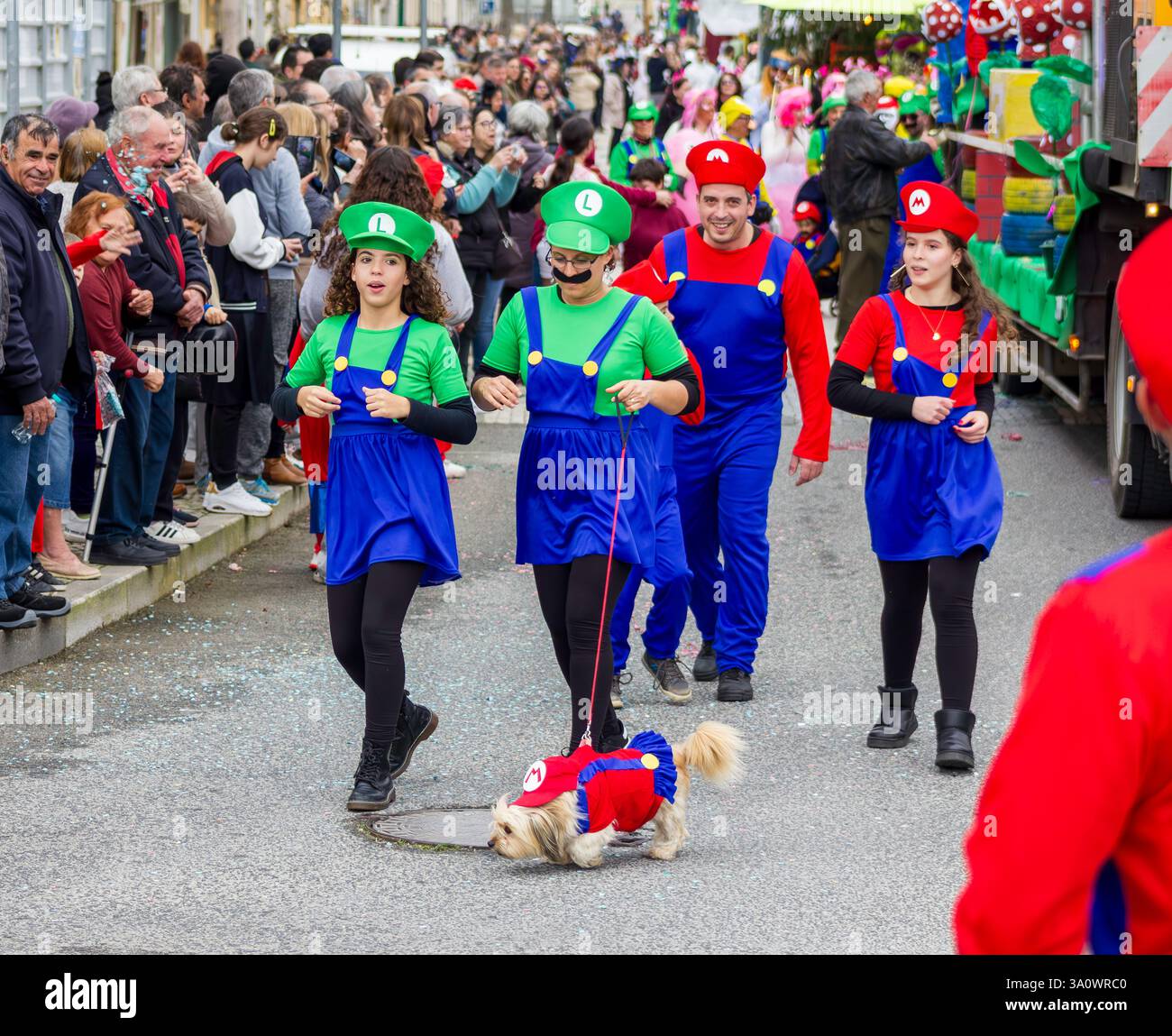 Mario Bros costumes at Carnival 2025 in Tomar, Portugal Stock Photo - Alamy