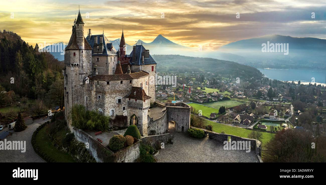 Most beautiful medieval castles of France - Menthon located near lake ...