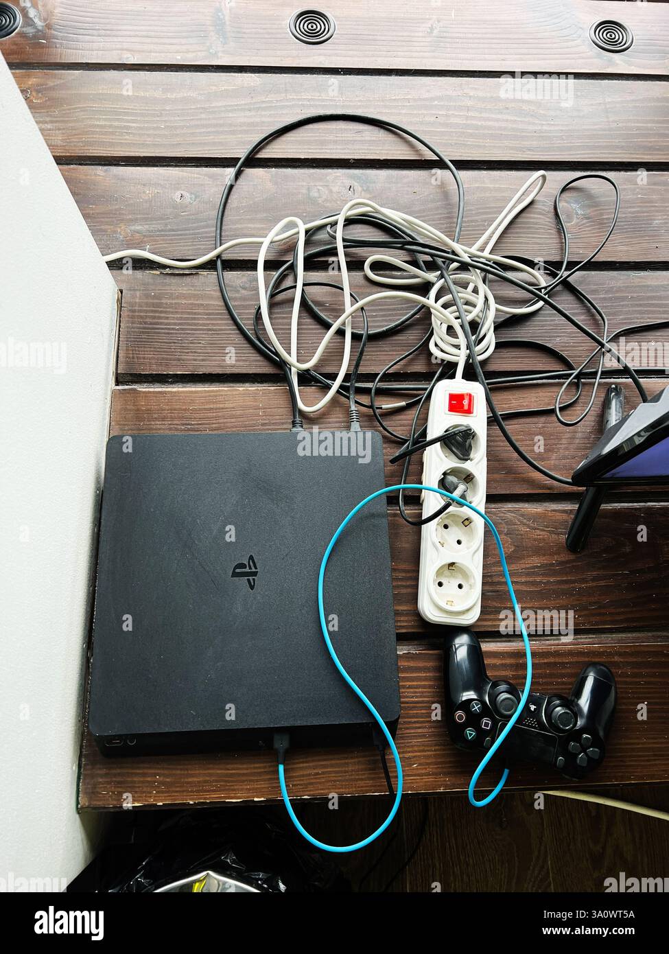 Kyiv, Ukraine - March 04, 2025: A gaming PlayStation setup featuring a ...