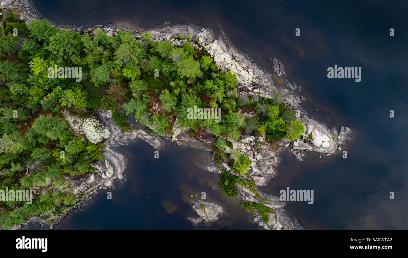 Nice top down view of an island covered in trees. Photo taken of an ...