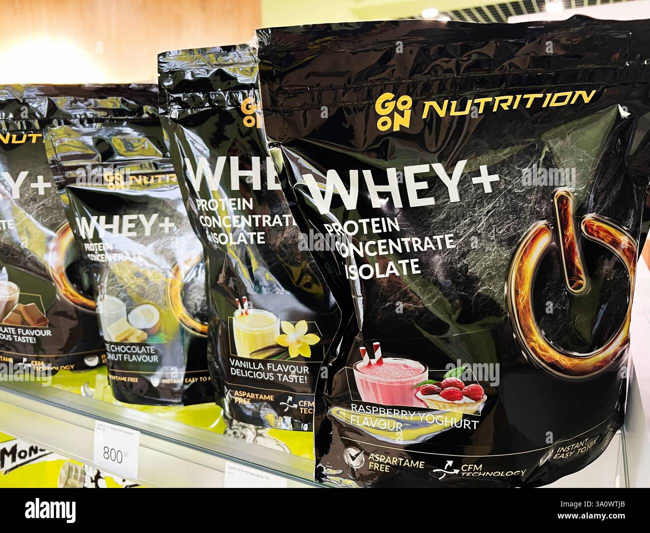 Kyiv, Ukraine - March 04, 2025: Bags of Nutrition whey protein blend ...