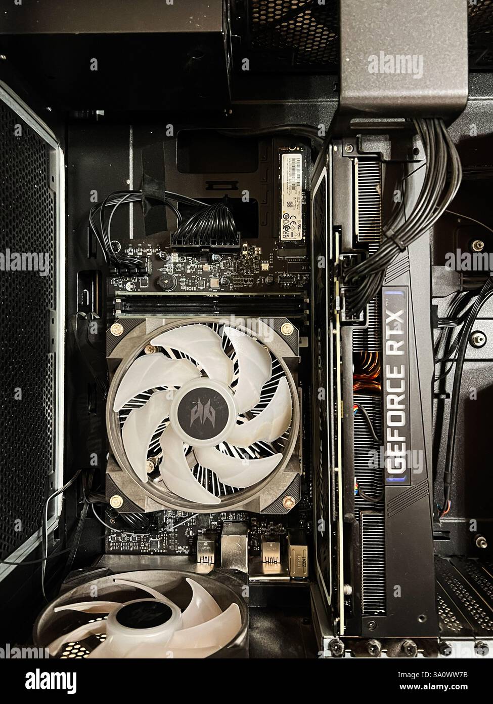 Kyiv, Ukraine - March 04, 2025: Close-up of gaming computer internals ...