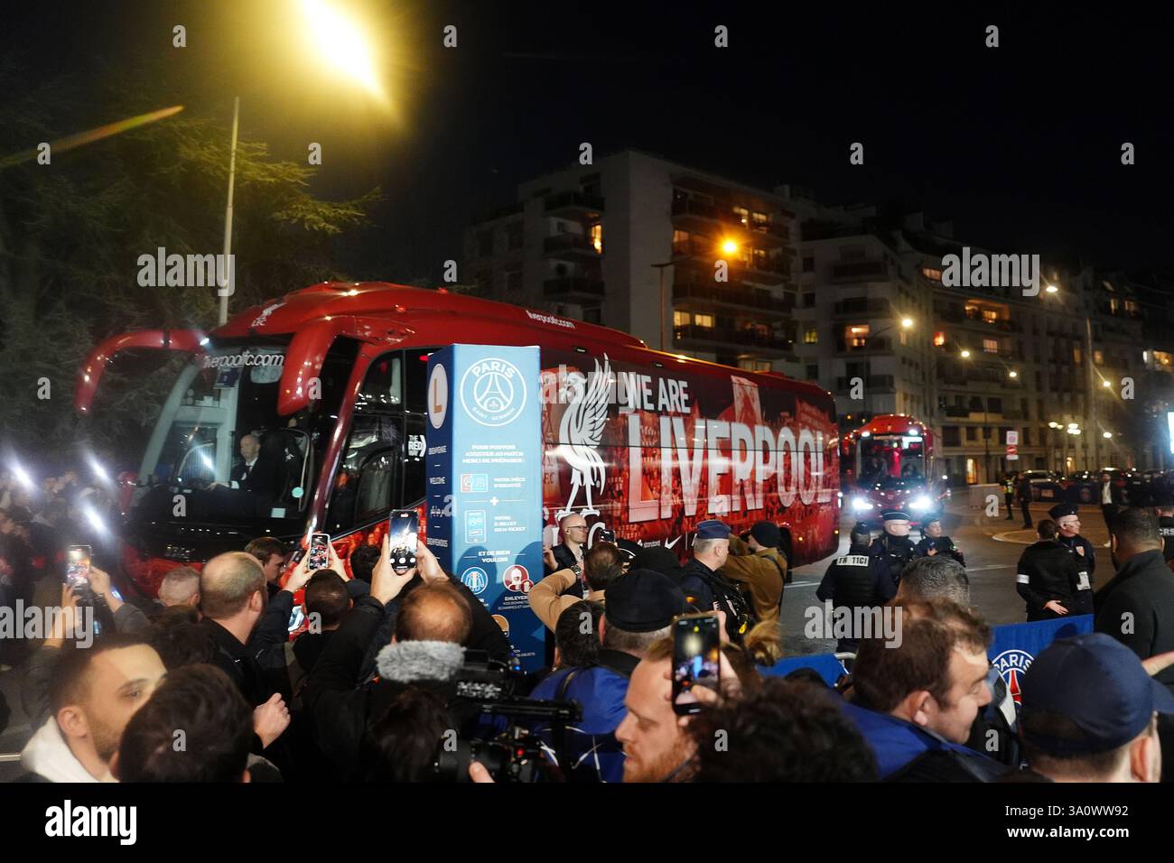 The Liverpool team coach arrives ahead of the UEFA Champions League ...