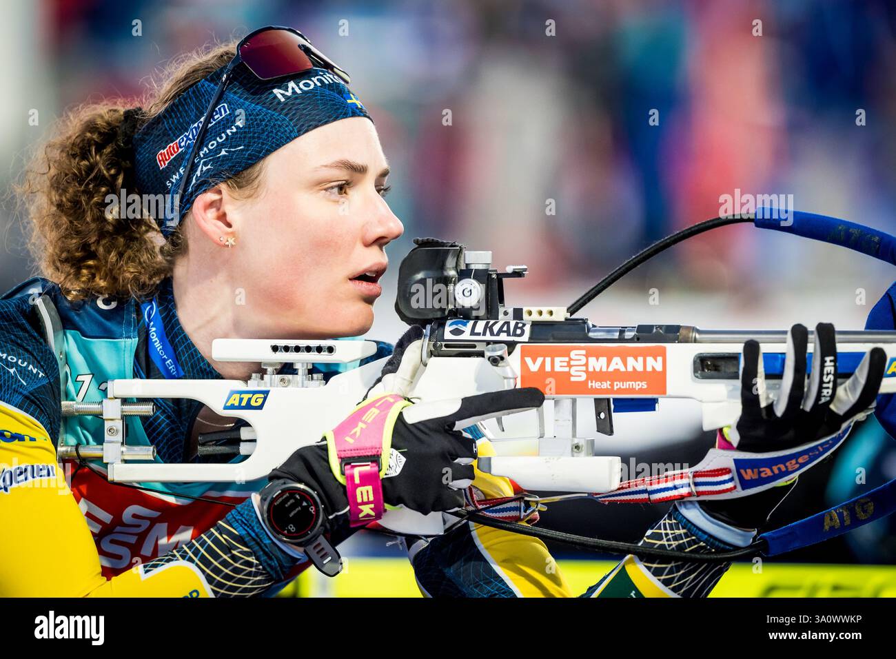 Hanna Oberg of Sweden at a training session before the Biathlon World ...