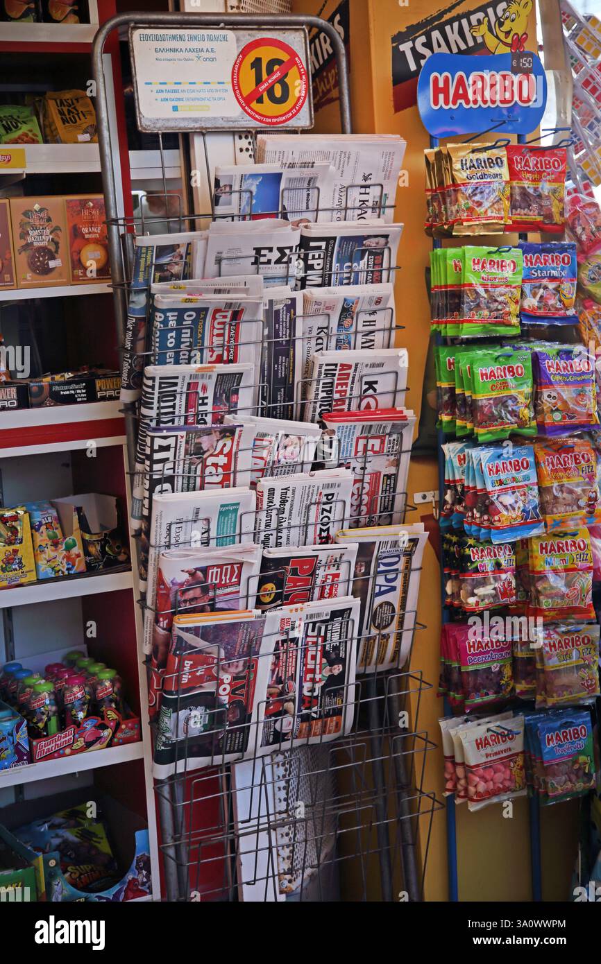 Greek Newspapers at Newspaper Stand Glyfada Athens Attica Greece Stock ...