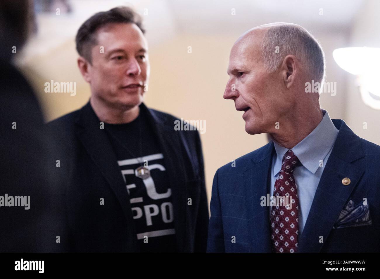 UNITED STATES - MARCH 5: Sen. Rick Scott, R-Fla., right, and Elon Musk ... UNITED STATES - MARCH 5: Sen. Rick Scott, R-Fla., right, and Elon Musk ...