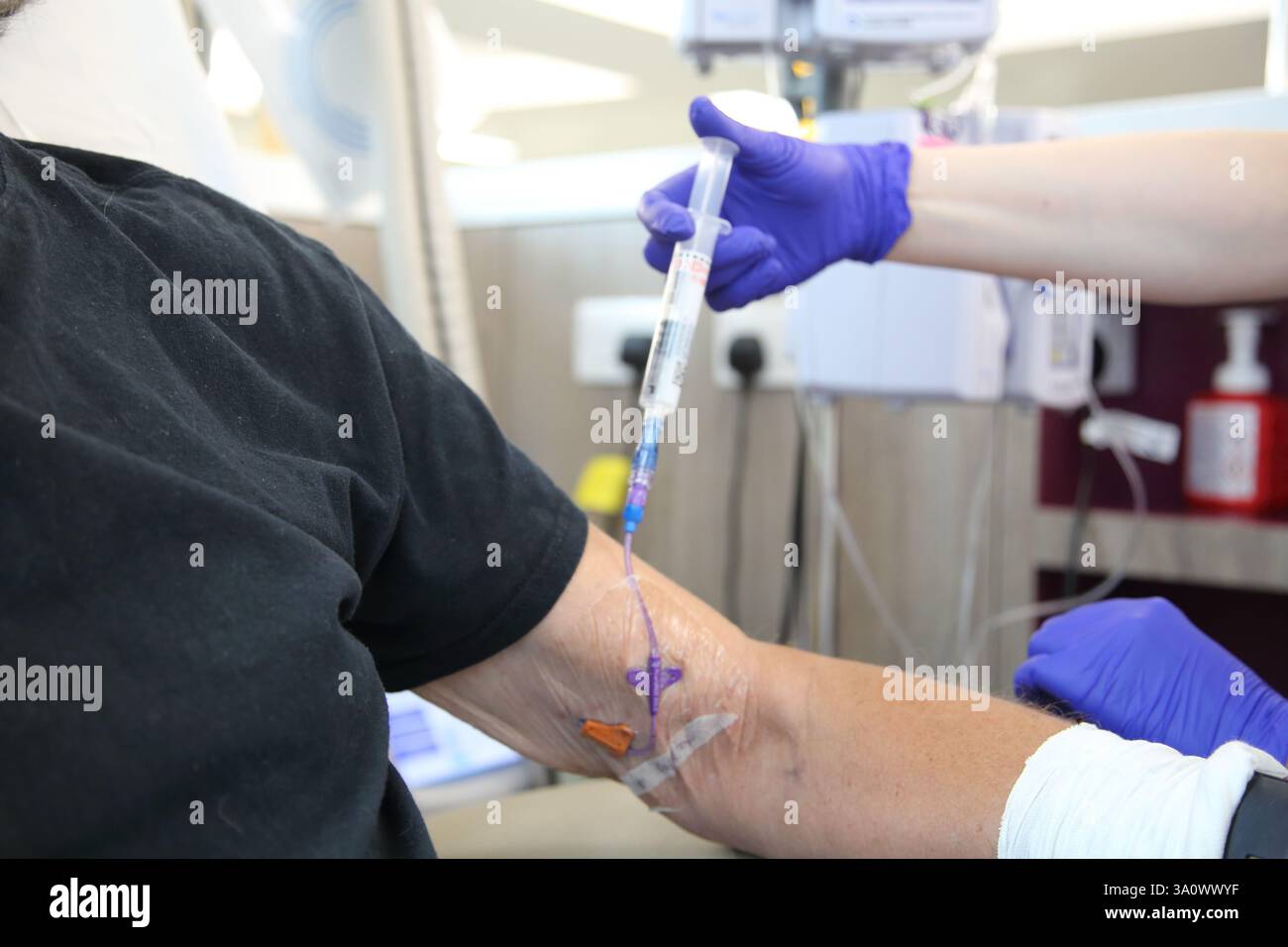 Chemotherapy drug Fluorouracil being Injected into Picc Line of Male ...