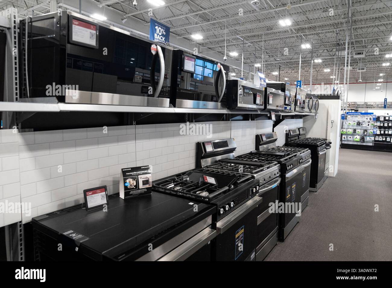 Yonkers, NY, March 4, 2025: View of appliances on sale at Best Buy in ...