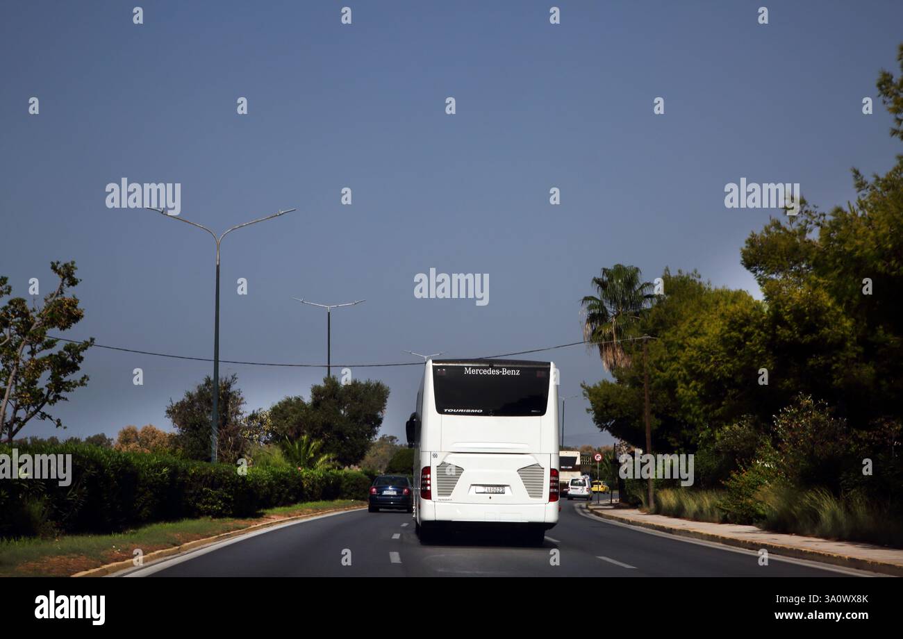 Mercedes Benz Bus on the Road to Voula Athens Attica Greece Stock Photo ...