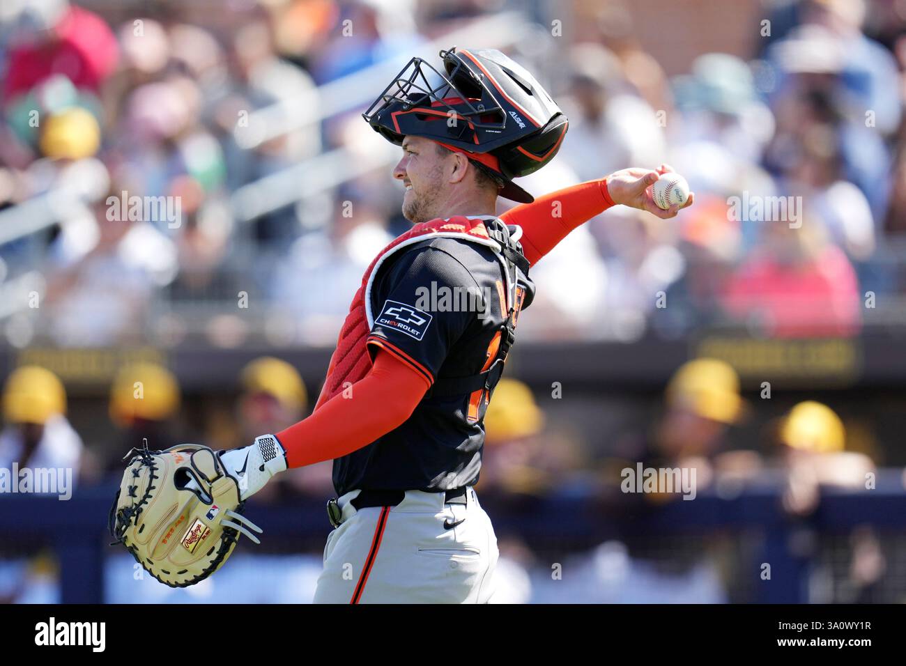 San Francisco Giants catcher Patrick Bailey throws the ball back to the ...