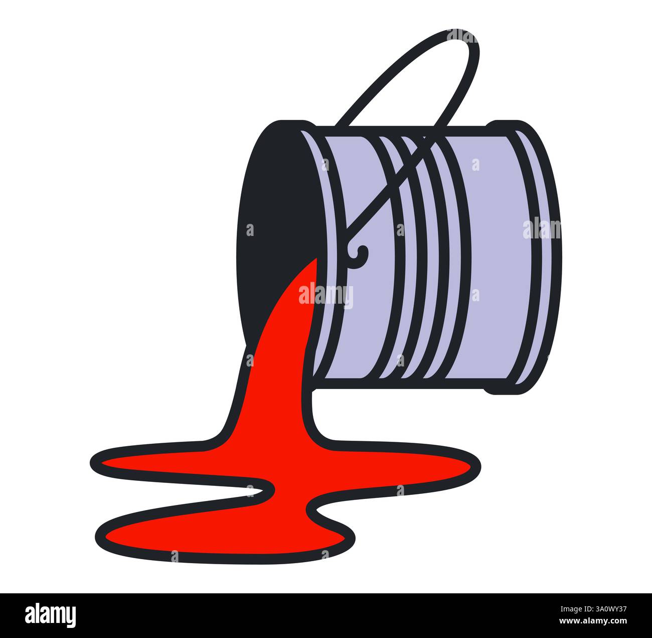 tin can with red paint. pour the paint from the can. flat vector ...